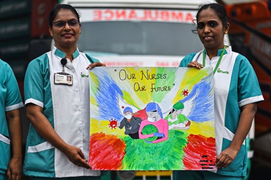 Indian Nurses Display Nurse Carethemed Artwork Editorial Stock Photo ...