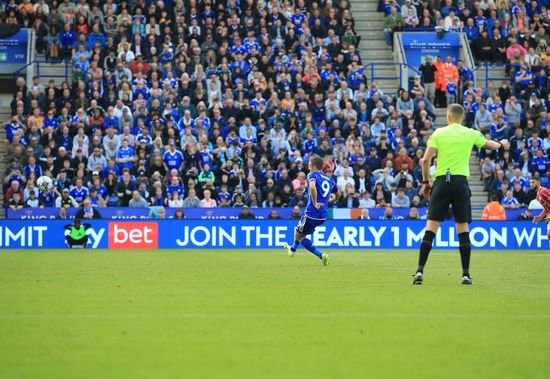 Leicester Citys Captain Jamie Vardy Scores Editorial Stock Photo ...