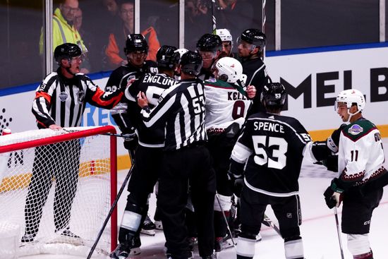 Umpire Breaks Fight During Nhl Global Editorial Stock Photo - Stock ...
