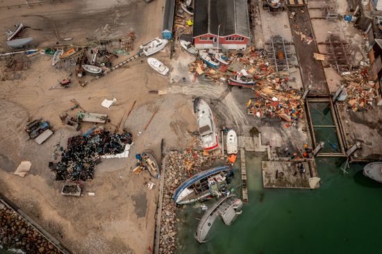 Picture Taken Drone Shows Destruction Harbour Editorial Stock Photo ...