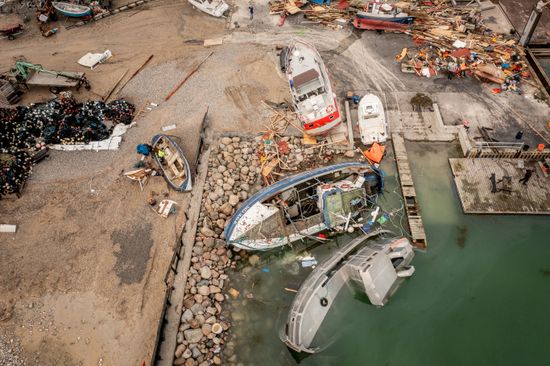 Picture Taken Drone Shows Destruction Harbour Editorial Stock Photo ...