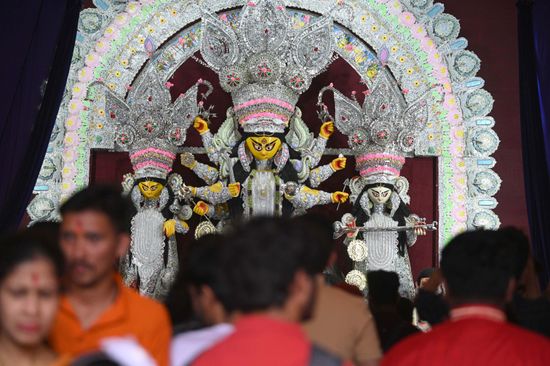 Traditional Daaker Saaj Idol Goddess Durga Editorial Stock Photo ...