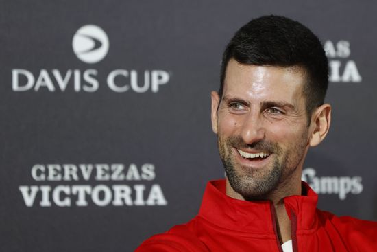 Serbias Player Novak Djokovic Smiles During Editorial Stock Photo ...