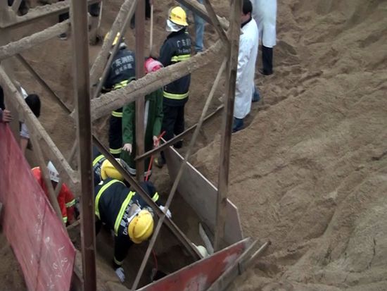 Firefighters Work Dig Free Trapped Worker Editorial Stock Photo - Stock ...