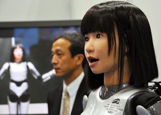 Miim Cybernetic Hunanoid Robot Entertains Visitors Editorial Stock ...