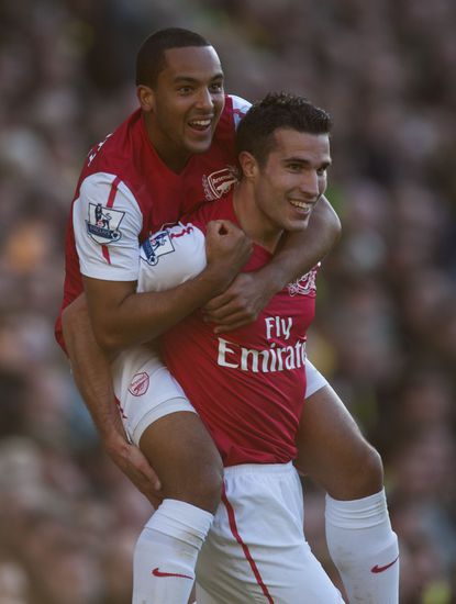 Theo Walcott Celebrates Goal Scorer Robin Editorial Stock Photo - Stock ...