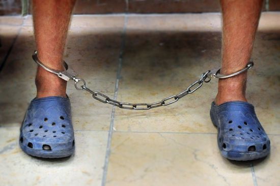 Shackled Feet Man Police Court Editorial Stock Photo - Stock Image ...