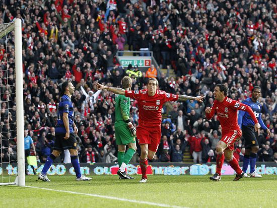 Daniel Agger Liverpool Celebrates Scoring Opening Editorial Stock Photo ...