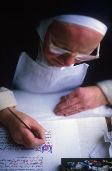 Nun Carmelite Order Practicing Calligraphy Editorial Stock Photo ...