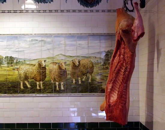 Sheep Tiles Hanging Meat Butchers Shop Editorial Stock Photo - Stock ...
