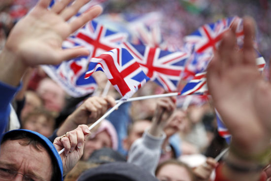Patriotic Crowds Celebrating Waving Union Jack Editorial Stock Photo ...