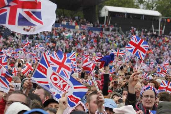 Patriotic Crowds Celebrating Waving Union Jack Editorial Stock Photo ...