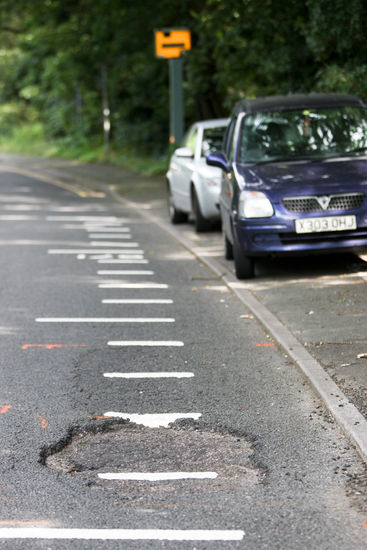 White Line Painted Pothole Editorial Stock Photo - Stock Image ...