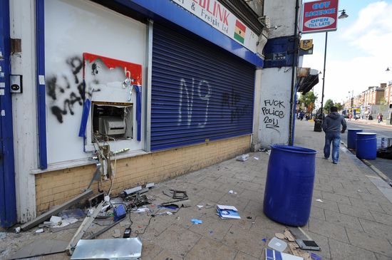 Damaged Shop Fronts Cash Point Machine Editorial Stock Photo - Stock ...