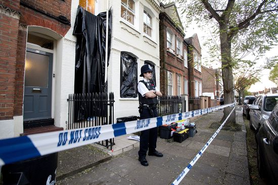 Police Officer Guarding Crime Scene Property Editorial Stock Photo ...