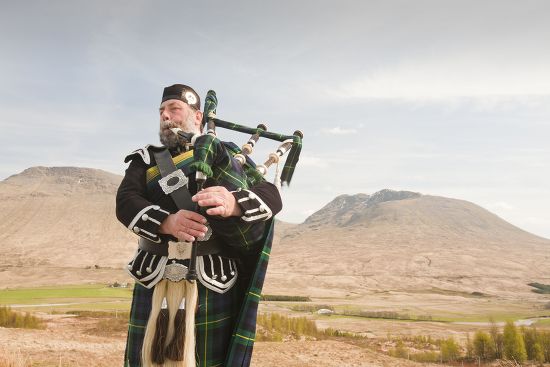 Scottish Piper Traditional Dress Busking On Editorial Stock Photo ...