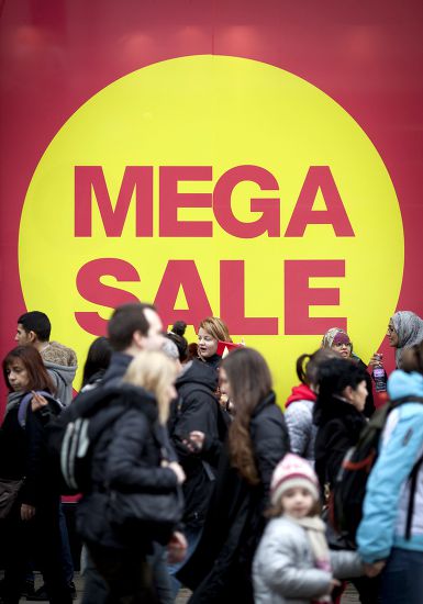 Shoppers Walk Past Sale Sign On Editorial Stock Photo - Stock Image ...