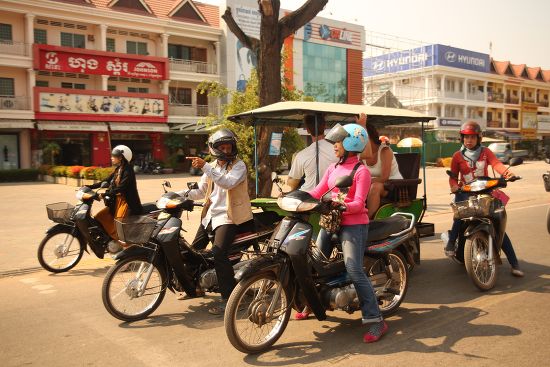 Moped Rider Gets Directions Taxi Driver Editorial Stock Photo - Stock ...
