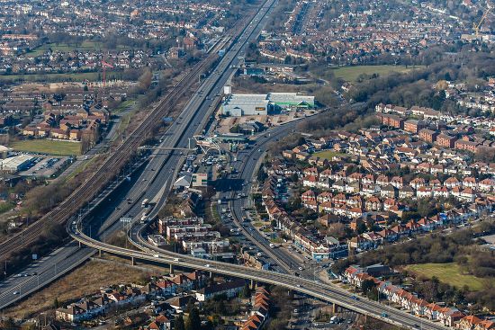 Aerial View M1 Junction 2 A1 Editorial Stock Photo - Stock Image ...