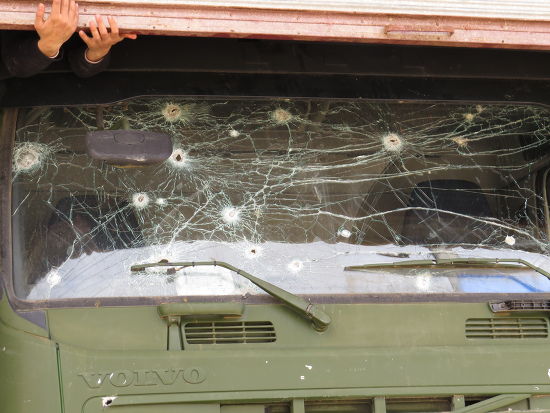 Truck Windscreen Riddled Bullet Holes Editorial Stock Photo - Stock ...
