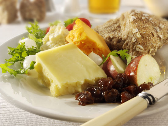 Traditional Ploughmans Lunch Cheddar Lancashire Cheese Editorial Stock ...