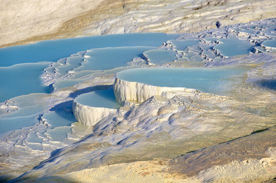 Travertine Terrace White Calcium Carbonate Rock Editorial Stock Photo ...