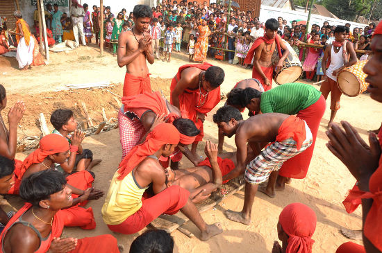 Hindu Devotees Lay Fellow Devotee On Editorial Stock Photo - Stock ...