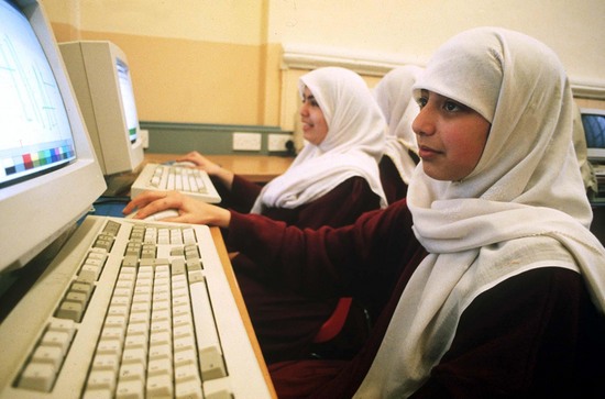 Muslim Girls Using Computers Islamic School Editorial Stock Photo ...