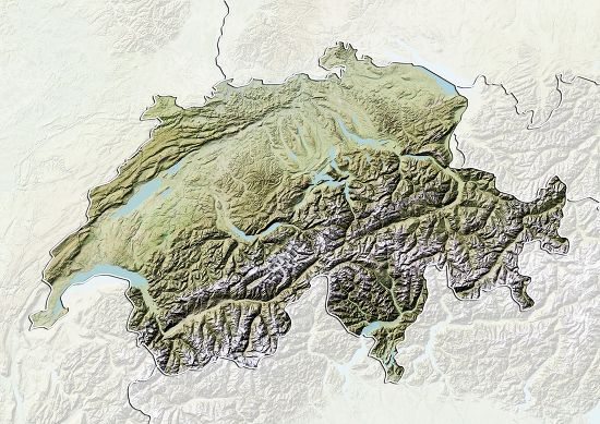 Switzerland Relief Map Border Mask Editorial Stock Photo - Stock Image ...
