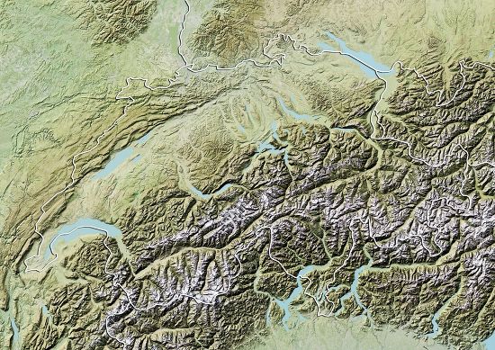 Switzerland Relief Map Border Editorial Stock Photo - Stock Image ...