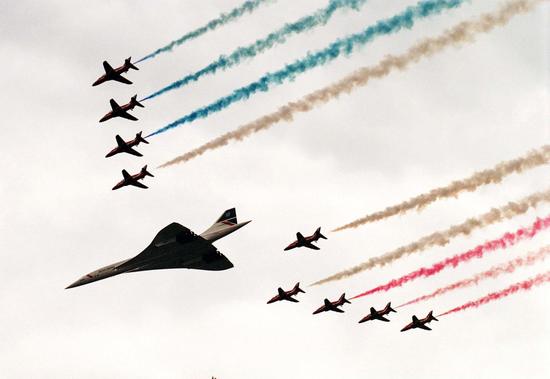 Fly Past By Concorde Red Arrows Editorial Stock Photo - Stock Image ...