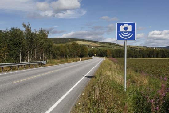 Speed Control Sign Tynset Hedmark Norway Editorial Stock Photo - Stock ...