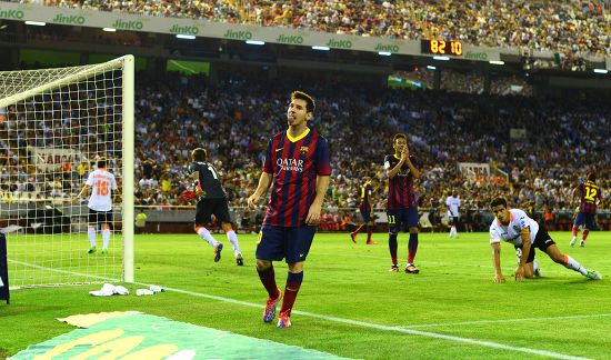 Lionel Messi Barcelona Sticks Out Enormous Editorial Stock Photo ...