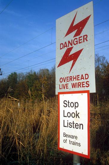 Railway Danger Signs Editorial Stock Photo - Stock Image | Shutterstock