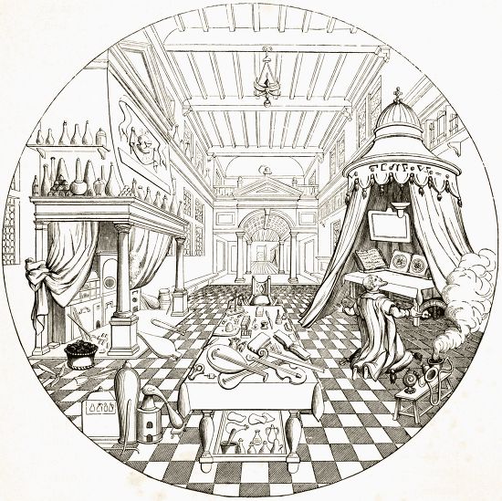 Alchemist After Engraving By Vriese Cabinet Editorial Stock Photo ...