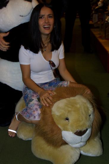 Salma Hayek Mounts Toy Lion Editorial Stock Photo - Stock Image ...