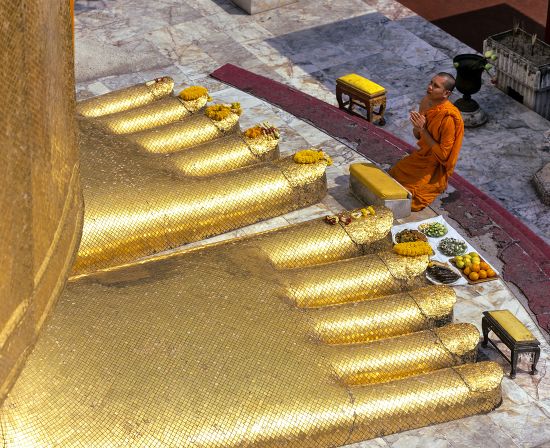 Model Released Monk Praying Feet Golden Editorial Stock Photo - Stock ...