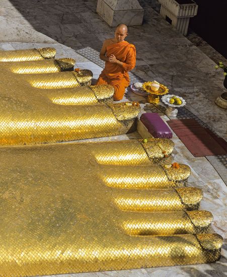 Model Released Monk Praying Feet Golden Editorial Stock Photo - Stock ...