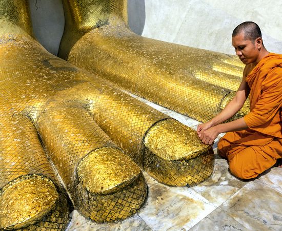 Model Released Monk Praying Feet Golden Editorial Stock Photo - Stock ...