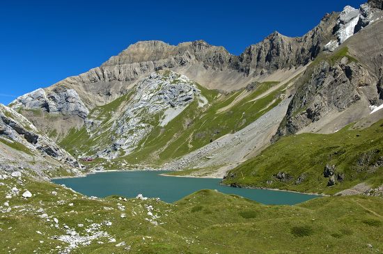 Reservoir Sanetsch Dam Lac De Lac Editorial Stock Photo - Stock Image ...