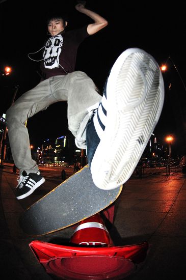 Skateboarder Jumping Pylons Front Lotte Department Editorial Stock ...