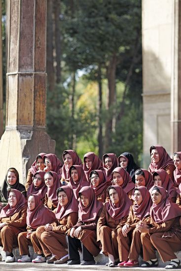 Iranian Girls Posing Class Photo Wearing Editorial Stock Photo - Stock ...