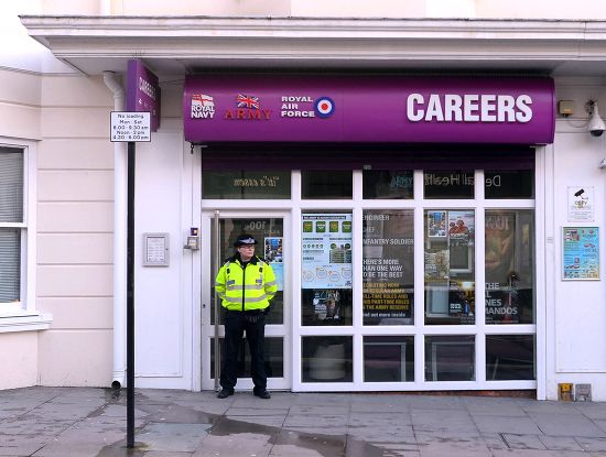 Police Officer Stands Outside Army Careers Editorial Stock Photo ...