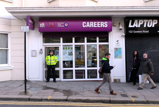 Police Officer Stands Outside Army Careers Editorial Stock Photo ...