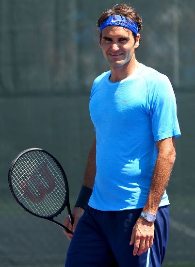 Roger Federer Switzerland Smiles During Practice Editorial Stock Photo ...