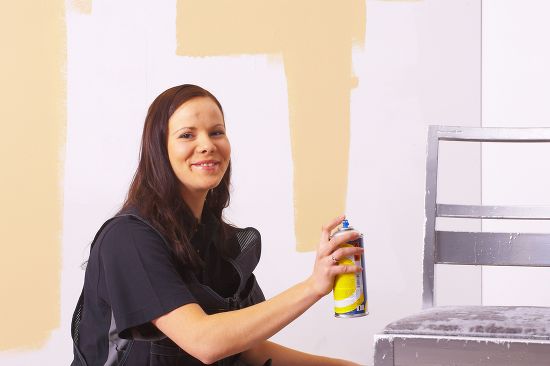 Model Released Woman Spray Painting Chair Editorial Stock Photo - Stock ...