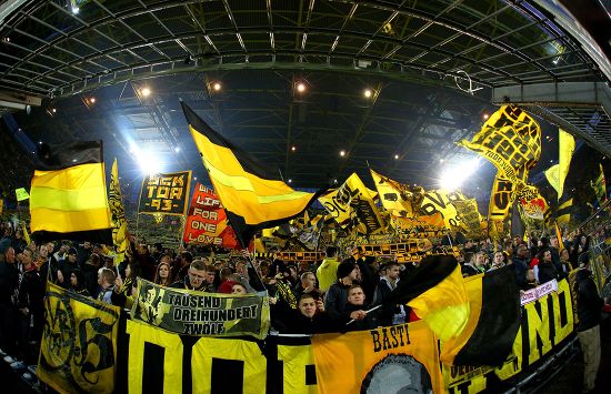 Borussia Dortmund Supporters Wave Flags Before Editorial Stock Photo ...