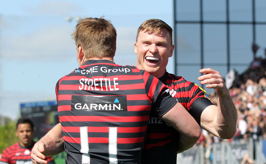Saracens David Strettle Celebrates Saracens Chris Editorial Stock Photo ...