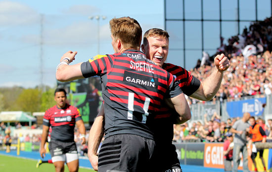 Saracens David Strettle Celebrates Saracens Chris Editorial Stock Photo ...