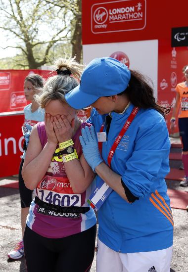 Emotional Athlete Having Finished Race Helped Editorial Stock Photo ...